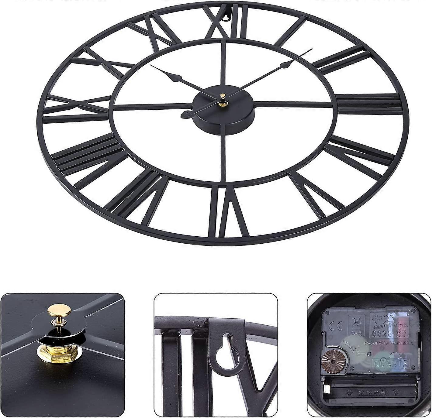 Silent Large Skeleton Wall Clock Black Home Decor Clocks (60CM) | Fruugo UK