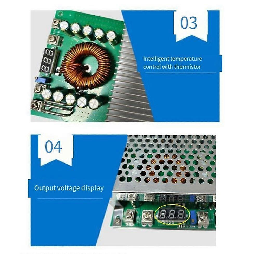 1500W 50A Adjustable Buck Converter Power Supply DC-DC 25-90V to 12V ...