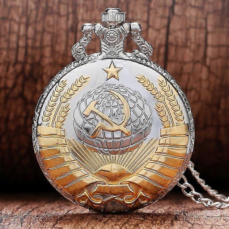 Russia Soviet Union Russian Flag Hammer Badges Sickle Pocket Watch ...