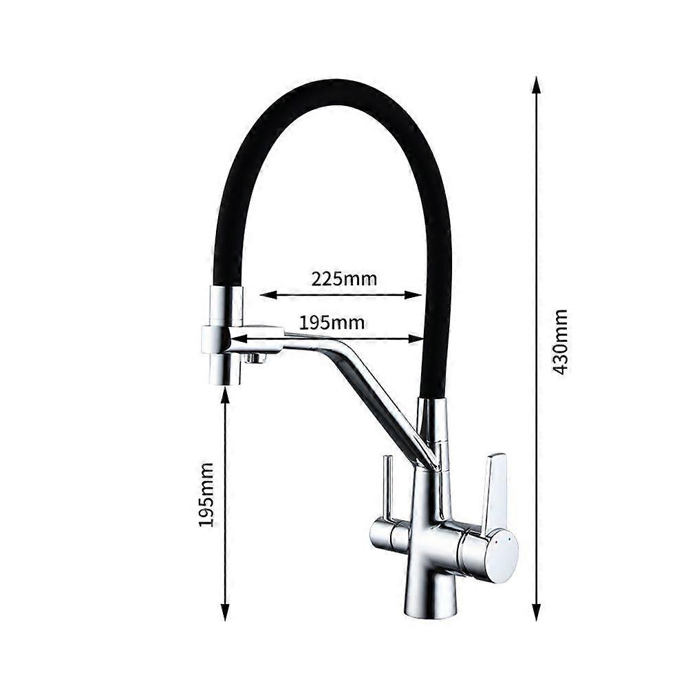 3 Way Kitchen Tap Pull Out Black Silicone Hose Kitchen Mixer Taps with ...