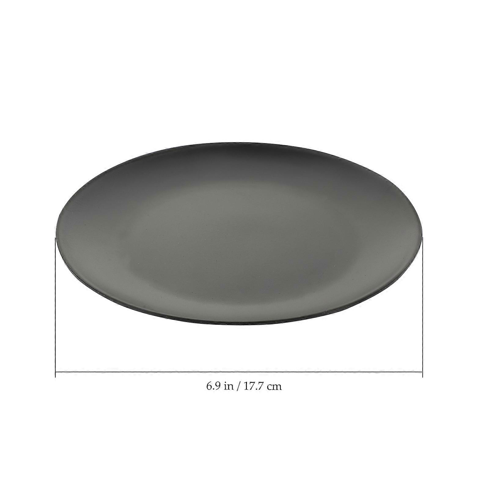 Reusable Plates 4 Pcs Black Round Flat Bottom Dishes For Picnic 17.7X17 ...