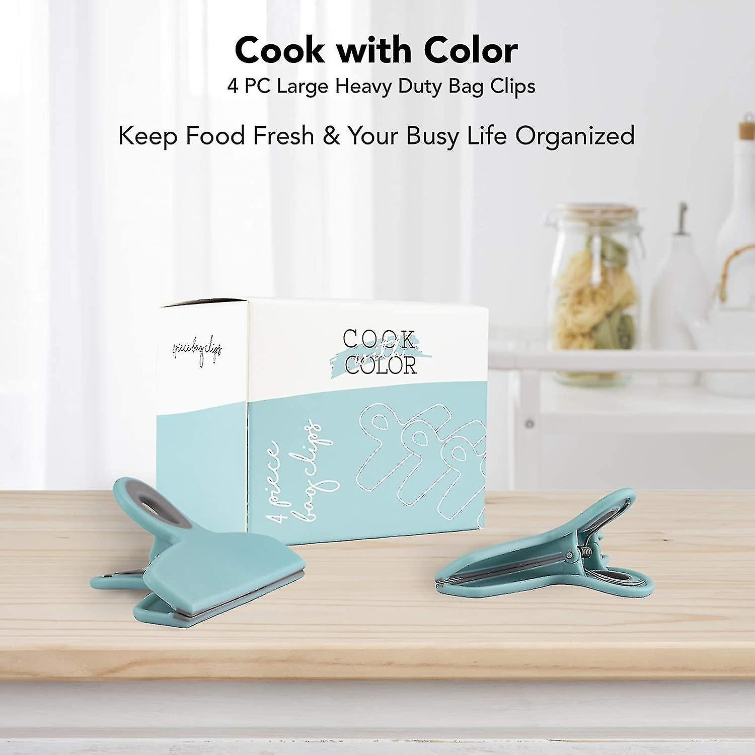 Set Of Four Large Heavy Duty Bag Clips, 5" Chip Bag Clips, Large Food ...