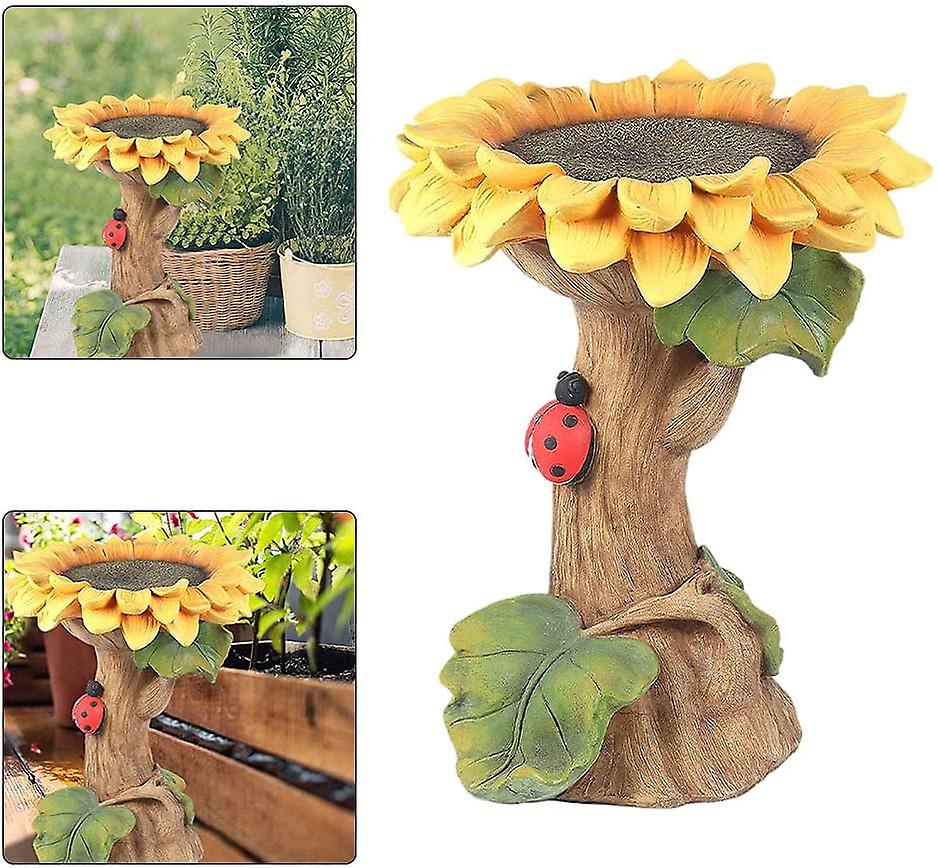 2024Garden Sunflower Resin Statue Lawn Bird Bath Figurine Sculpture ...