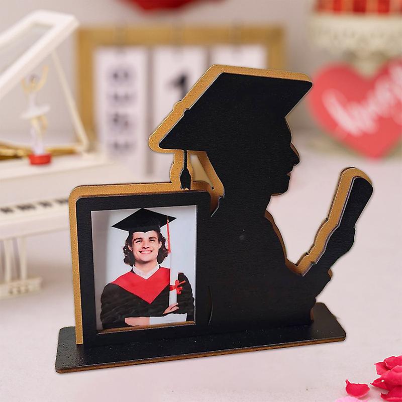Wooden Graduation Photo Frame Grad Hat Graduates Outline Desktop ...