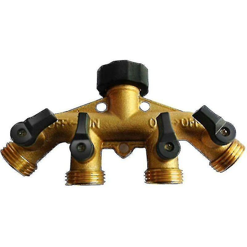 4-Way Hose Splitter Brass with Shut-off Valves, Tap and 3/4 | Fruugo UK