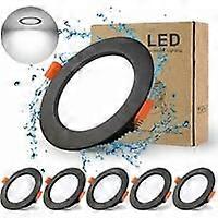Spot Led Encastrable Noir Extra Plat, 5 Pack 5W 500LM = 50W incandescence, IP44, Blanc Froid ...