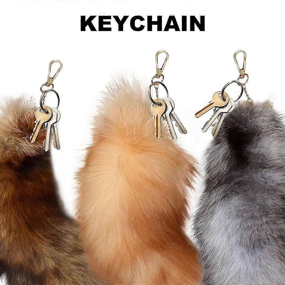 Faux Fur Fake Fox Tail Pendant Cute Soft with Metal Clasp Fox Tail Key ...