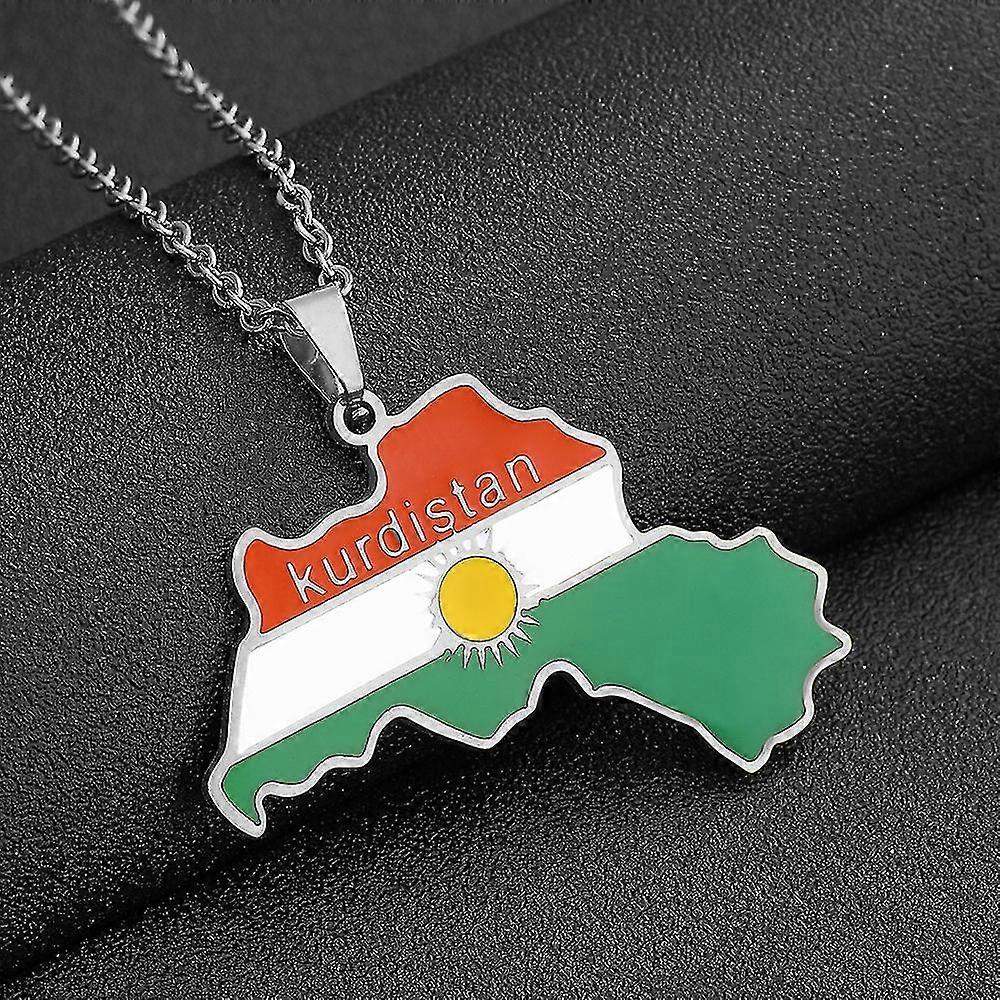 Kurdistan Map Necklace For Women Men Chains Gold Color Kurdistan Flag ...