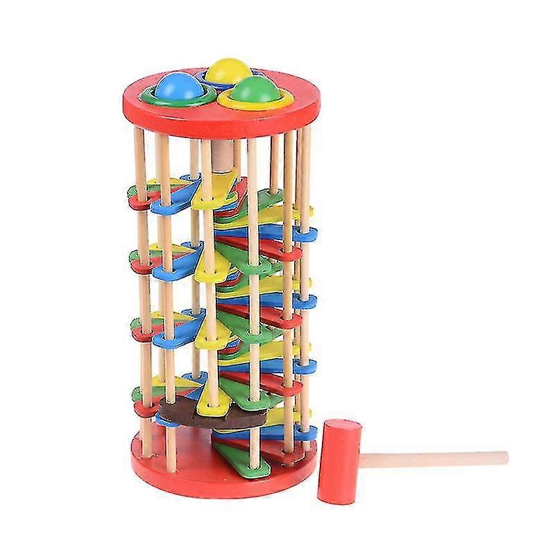 Pound And Roll Wooden Tower With Hammer Knock Toy | Fruugo UK