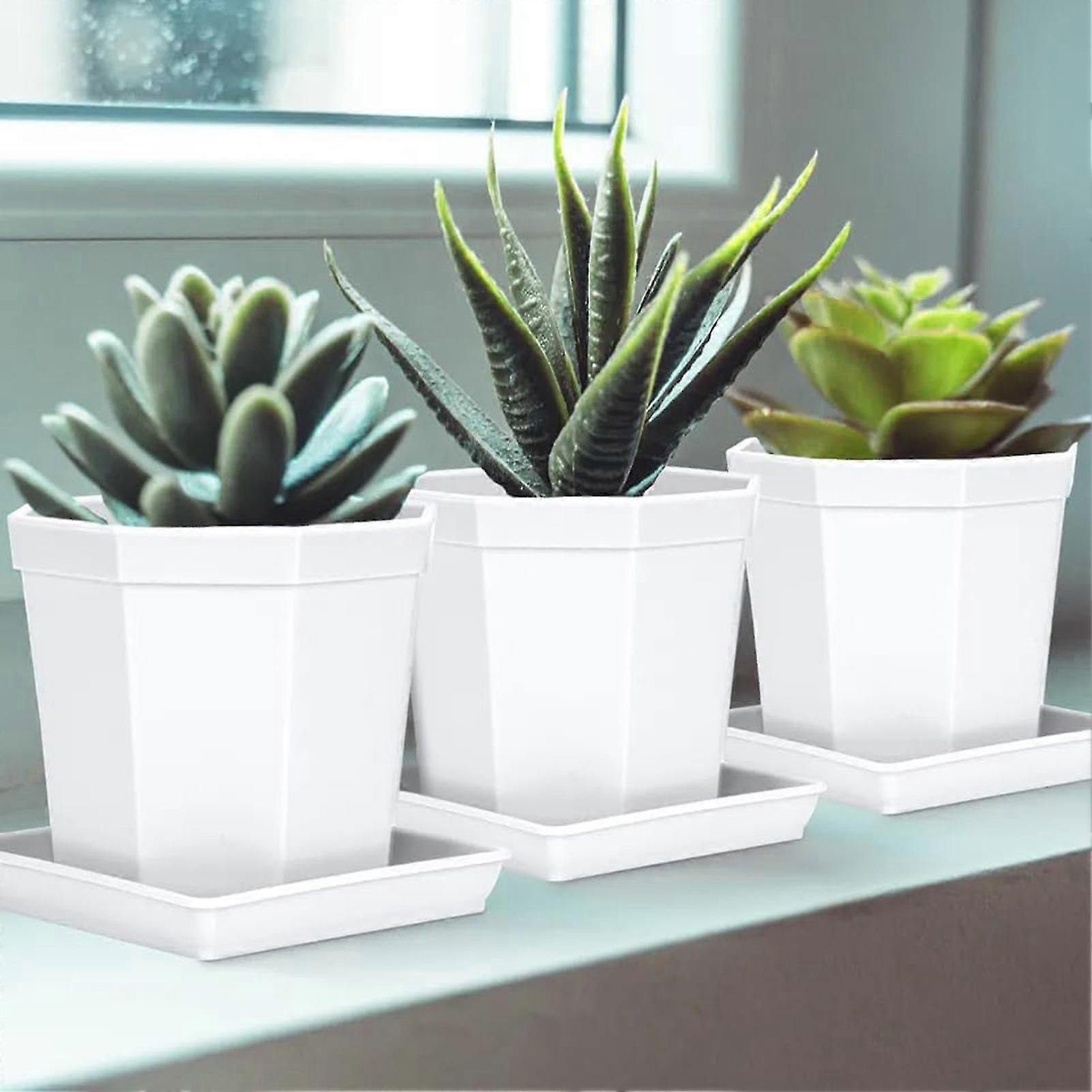 5pcs Square Flower Pot Trays Plastic Catch Excess Water Soil Spills For ...