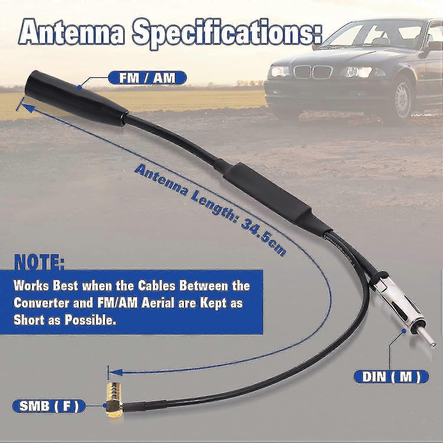 Dab Antenna Splitter Car Splitter Smb Adapter Din Plug Car Antenna ...
