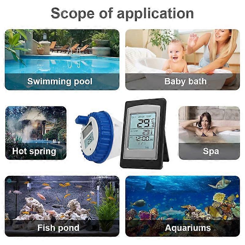 Fashionpool Thermometer, Wireless Floating Easy Read, Best Solar Remote ...