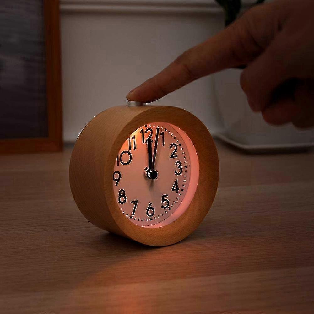 Analog Wood Alarm Clock With Snooze - Retro Clock With Alarm Light ...