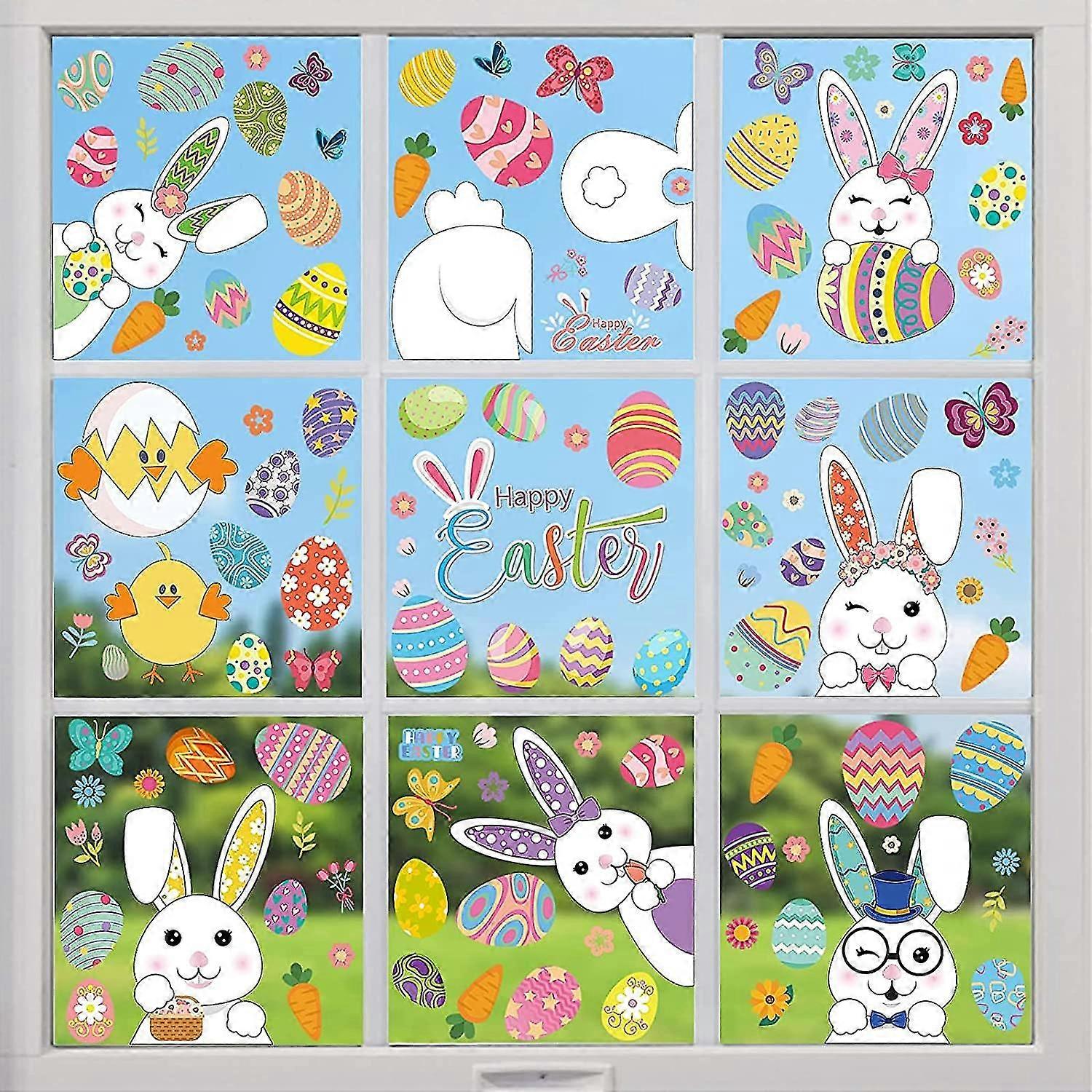 Easter Window Stickers Easter Decorations 9 Sheets 130 Pcs Easter ...