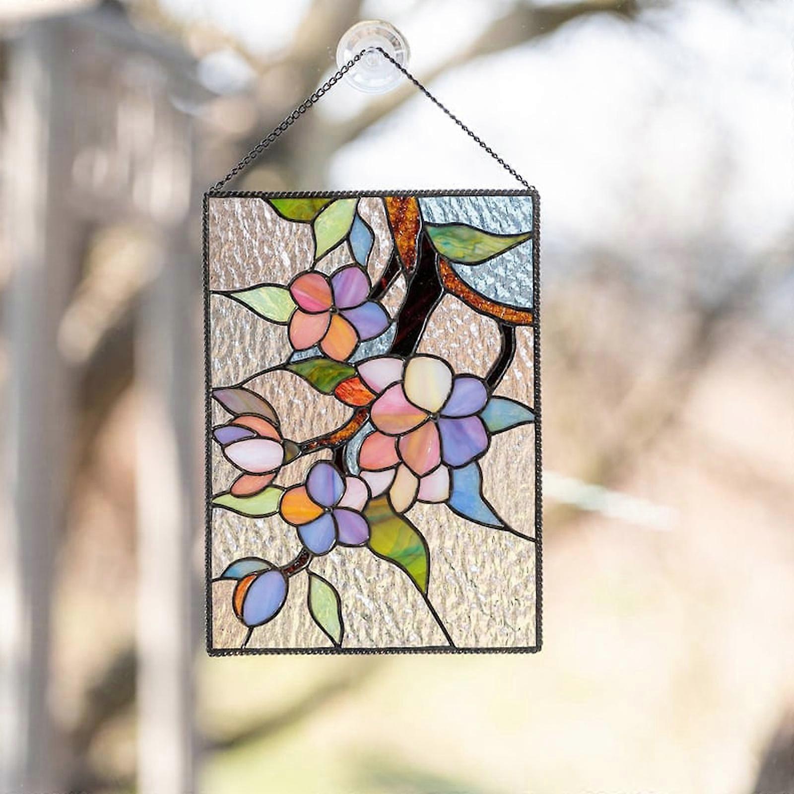 Pattern Stained Glass Rectangle Window Hangings Panel Suncatcher Home ...