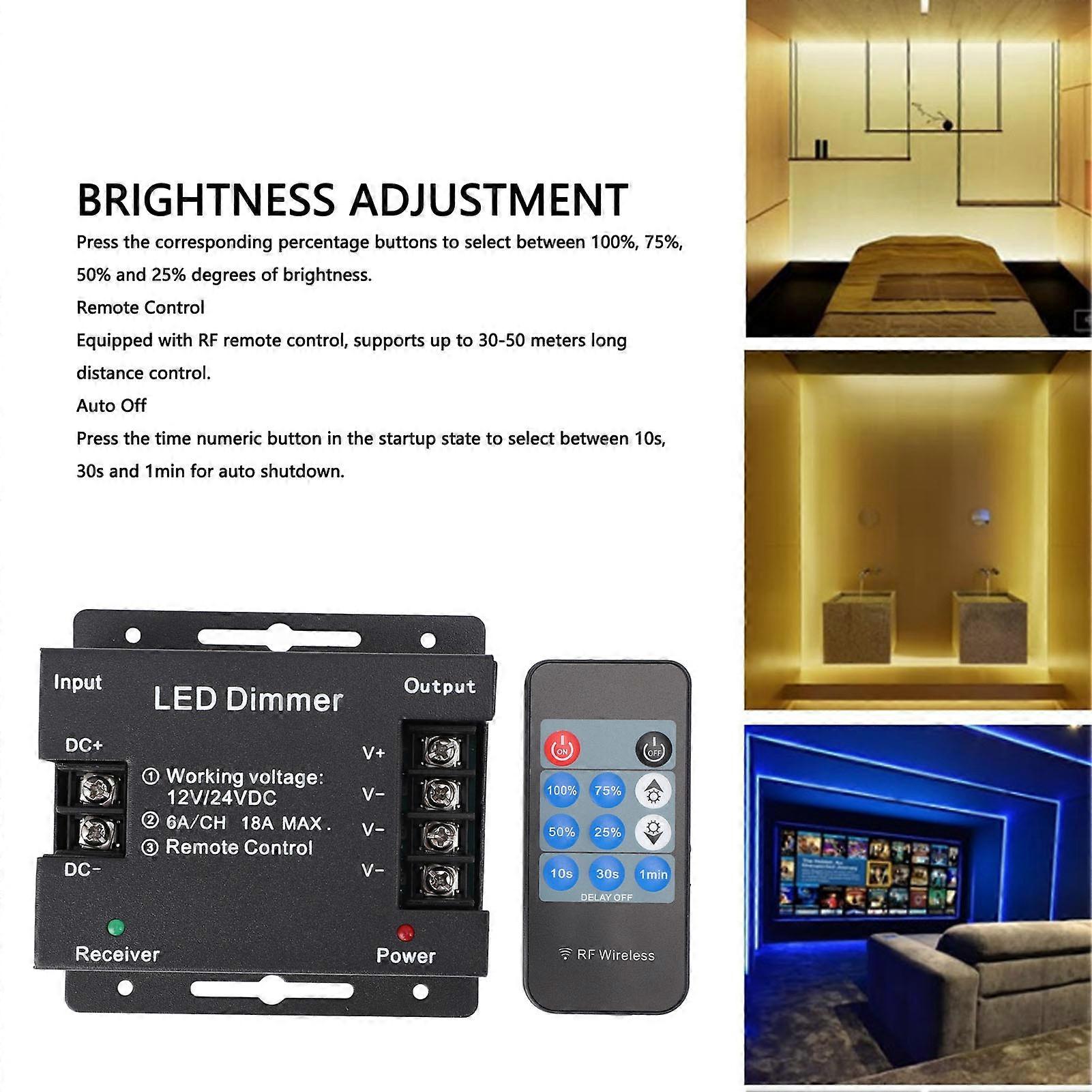 RF Wireless Remote LED Dimmer 11 Keys Remote Control Adjust Brightness ...