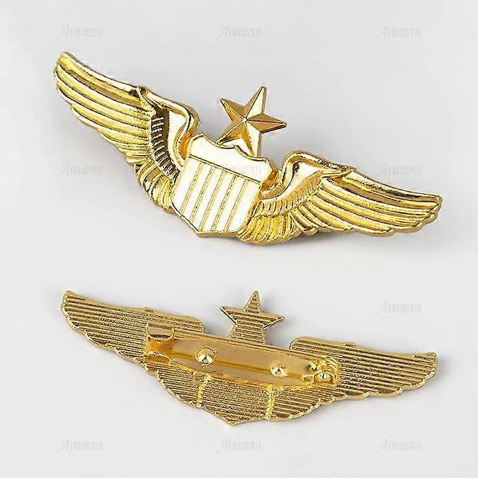 Metal Aviator Wings Pin Senior Pilot Wing Badge Gold | Fruugo UK