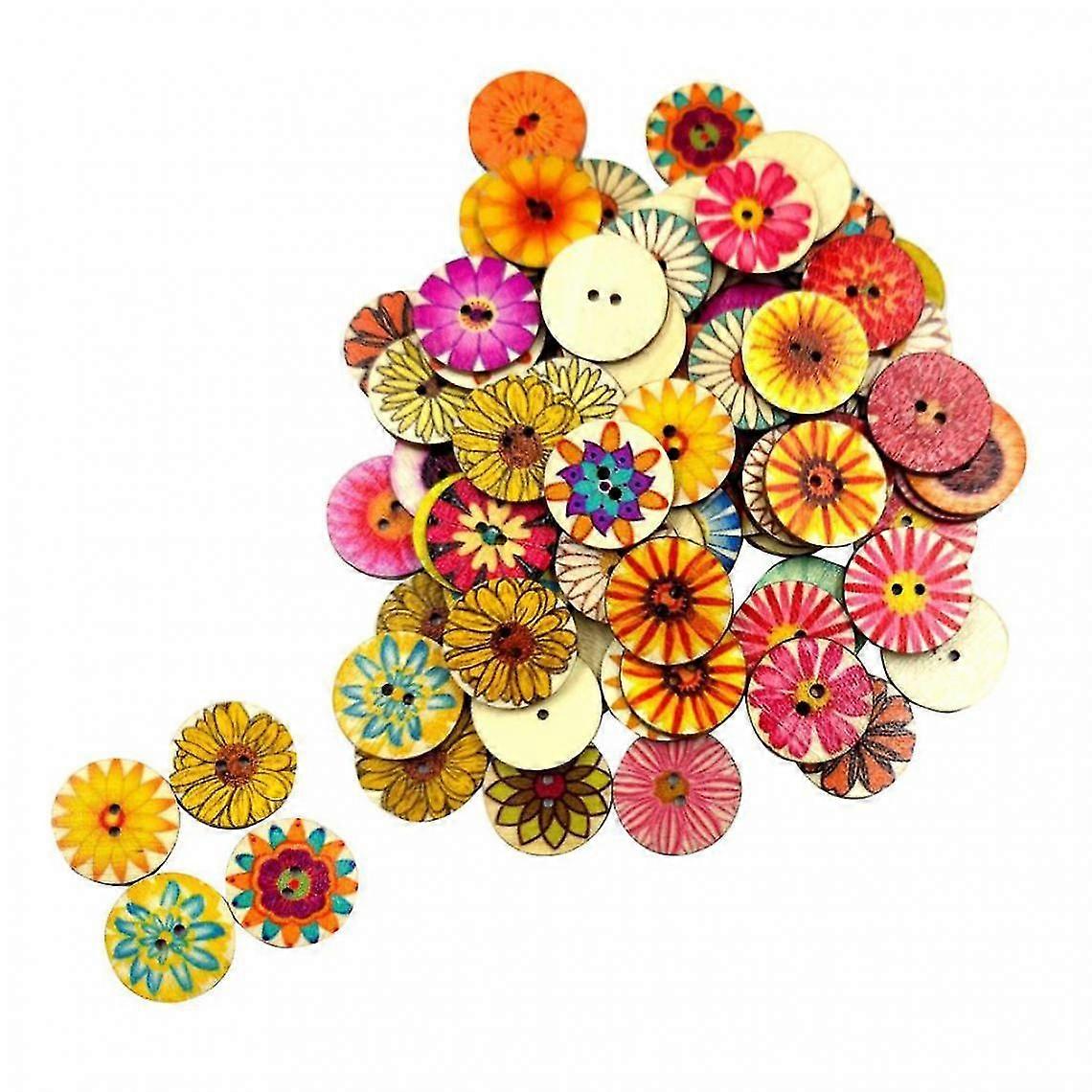Assorted Wooden Buttons for DIY Sewing - 100pcs Mixed Colors 2-Hole ...