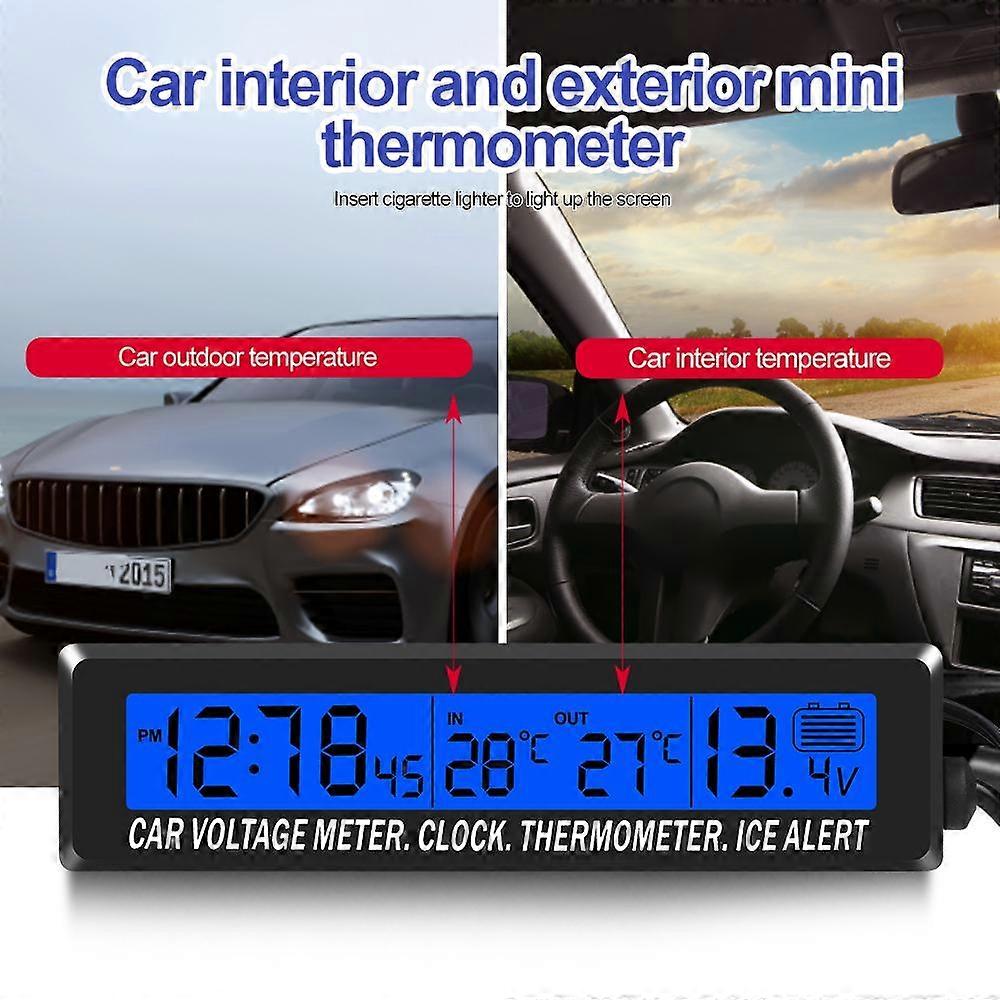 4In1 Car Digital Clock Inside Outside Temperature Thermometer Car ...