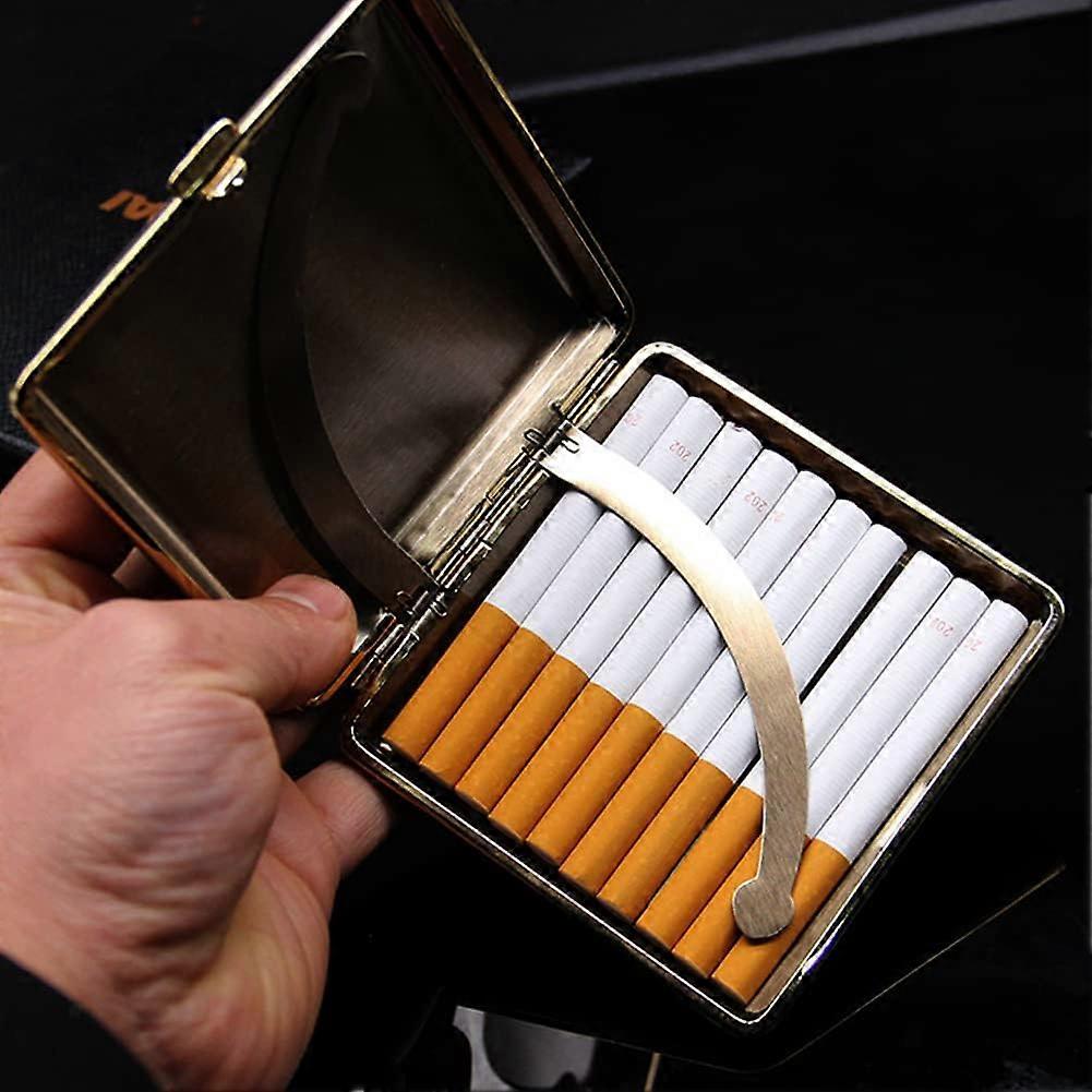 Classic Leather Metal Cigarette Case, Double Sided Spring Clip Open ...