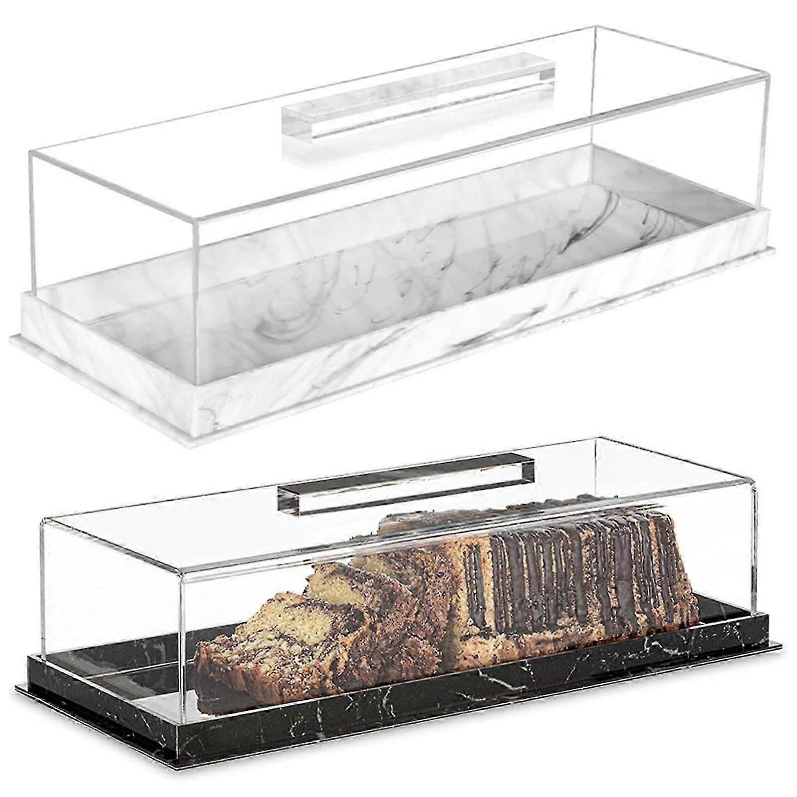 Acrylic Rectangular Cake Display Container Fashion Cake Tray with Cover ...