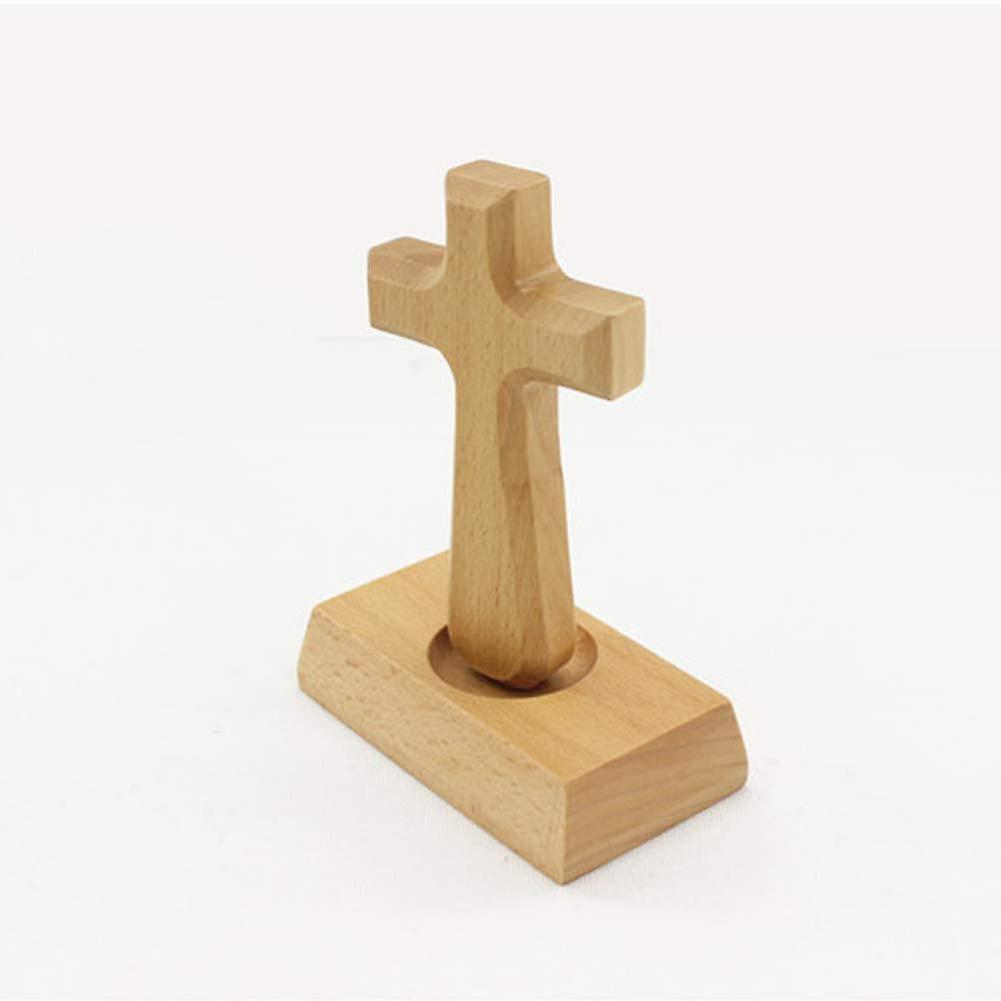 Wood Standing Cross, Wooden Magnetic Cross Holding Cross With Base ...