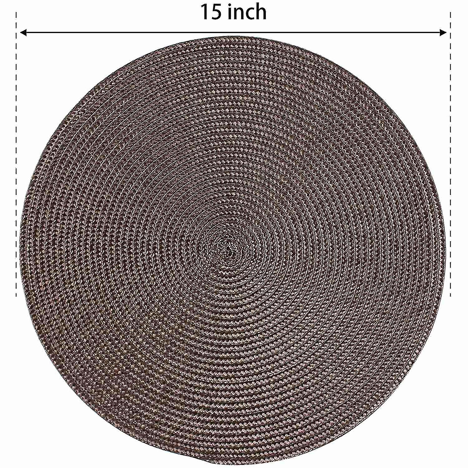 Round Braided Placemats Set Of 6 Table Mats For Dining Tables Woven ...