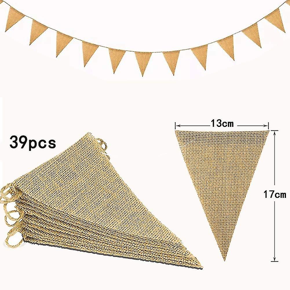 3 Pieces Of Pennant Chain Pennant Garland Vintage Jute Bunting Banner ...
