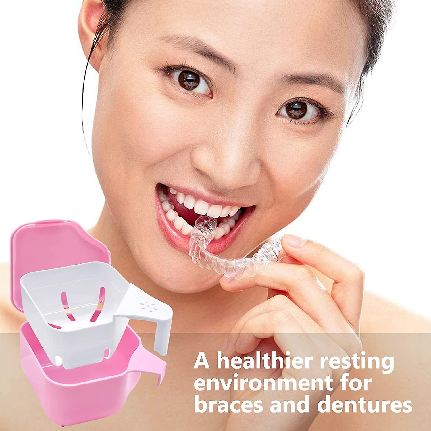 Denture Box, Denture Bath Box With Rinse Basket, Denture Retainer Care ...