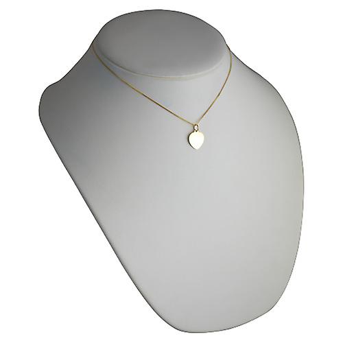 18ct Gold 14x14mm plain heart Disc with a curb Chain 16 inches Only ...