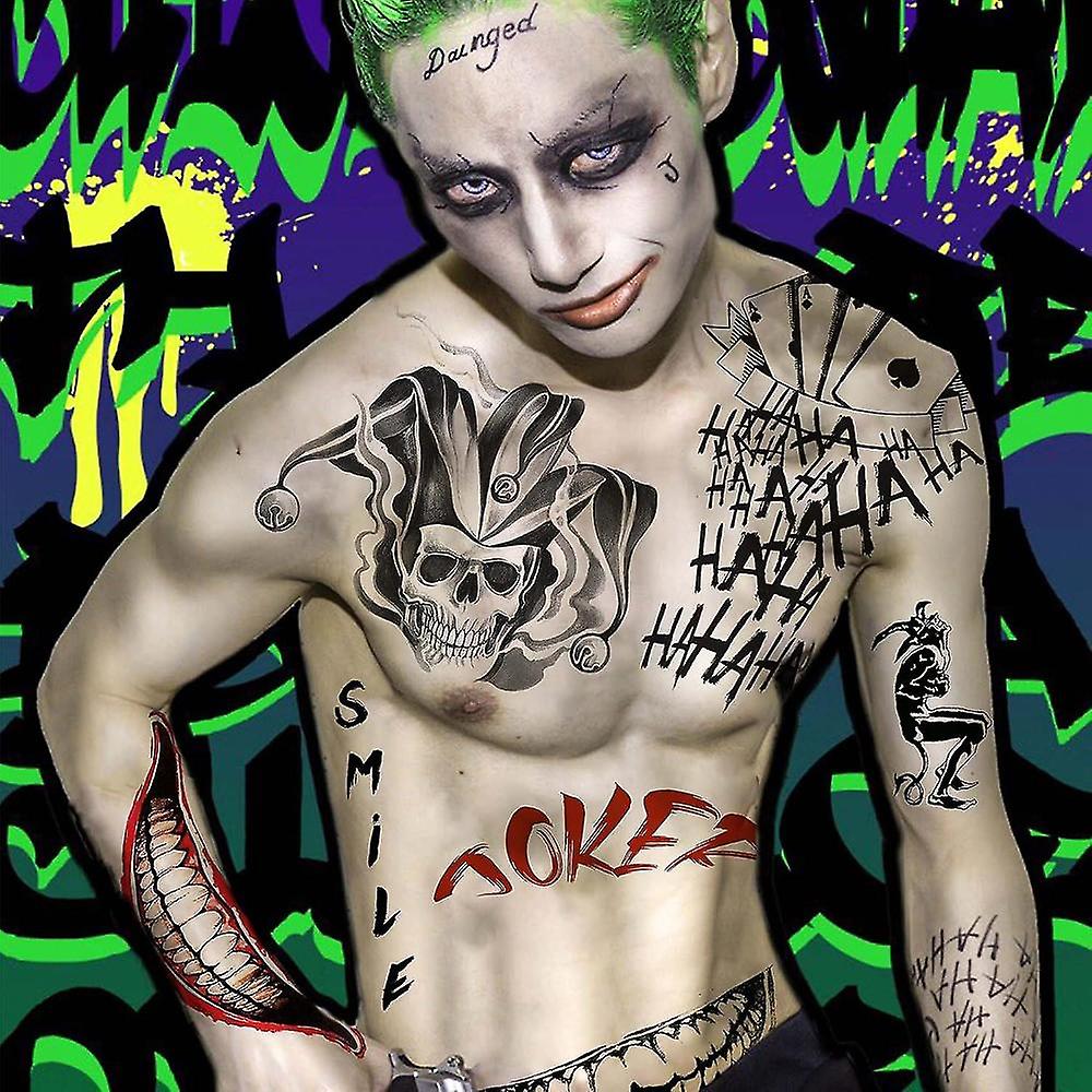 5 Sheets 3d Halloween Joker Temporary Tattoos For Men Women Adults ...