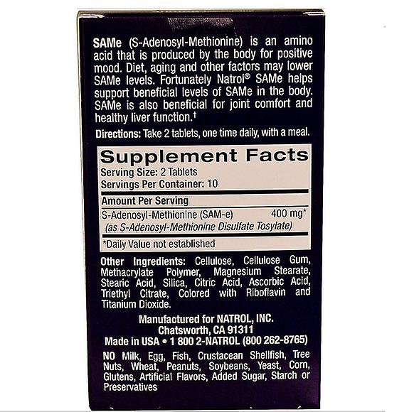 SAMe 400 mg (20 enteric coated tabletten) - Natrol | Fruugo UK