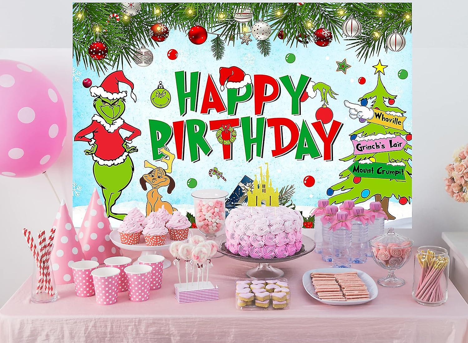 Christmas Birthday Party Decorations, 5x3 Ft Happy Birthday Backdrop ...