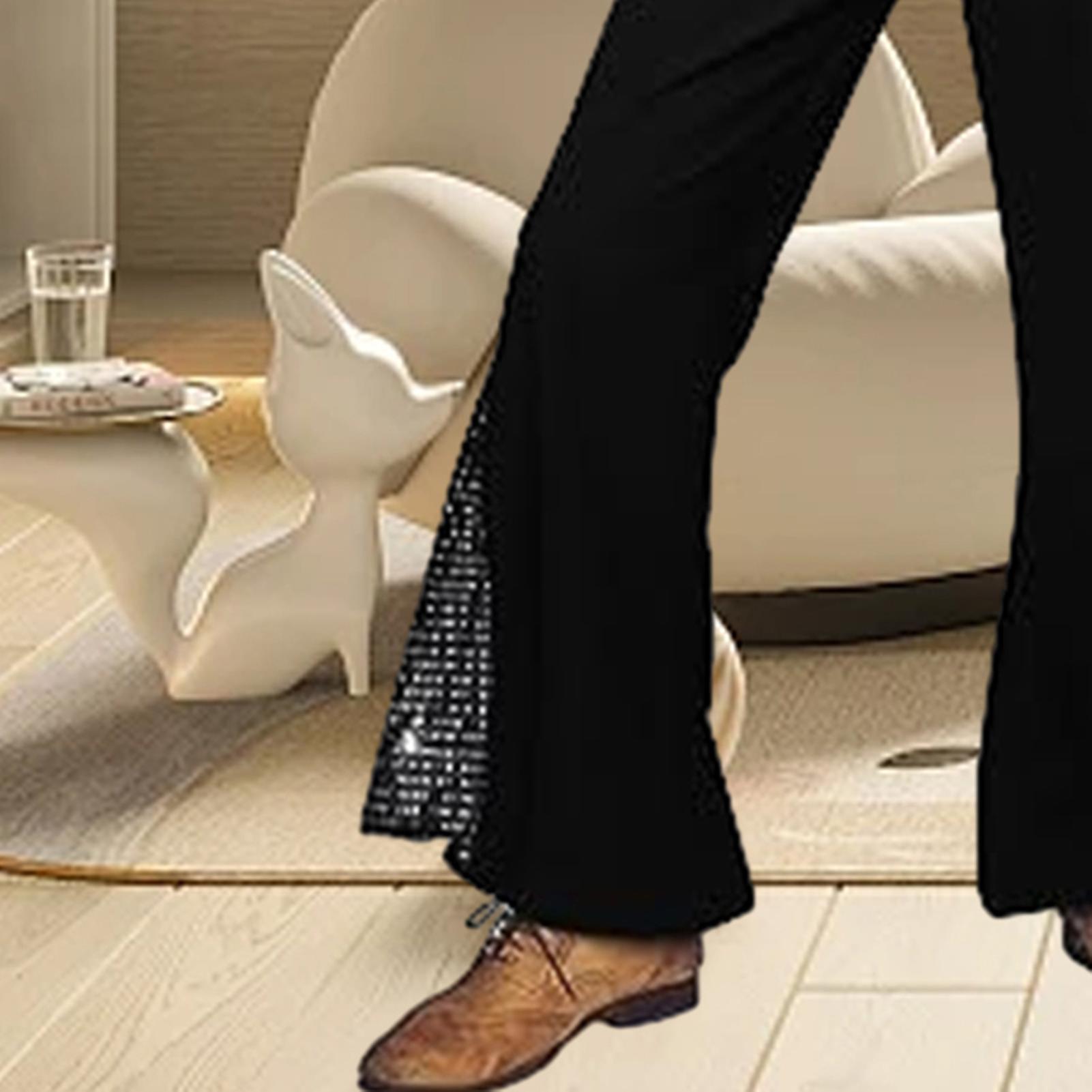 Men Vintage Pants 60s 70s Shiny Sequin Flared Hem Hippie Costume Carnival Party Adult Couples ...