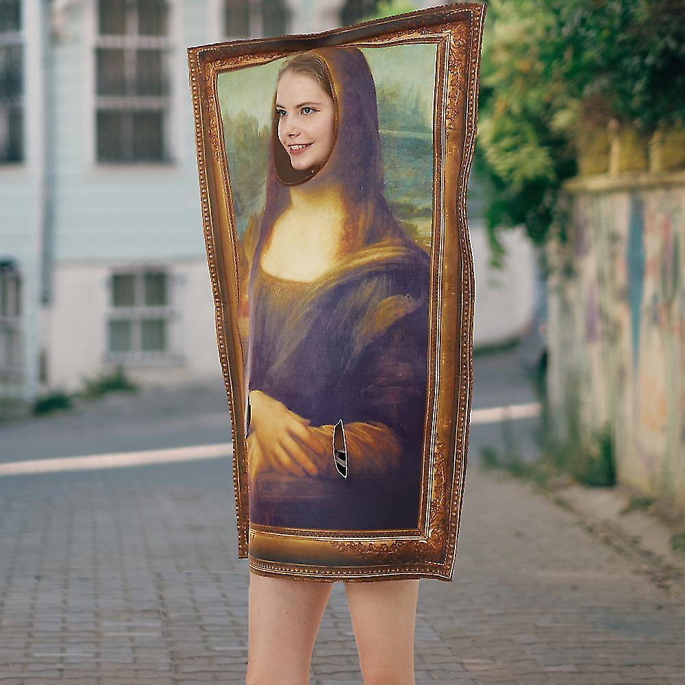 Funny Mona Lisa Mural Costume For Adult Unisex Jumpsuit Costume Cosplay ...
