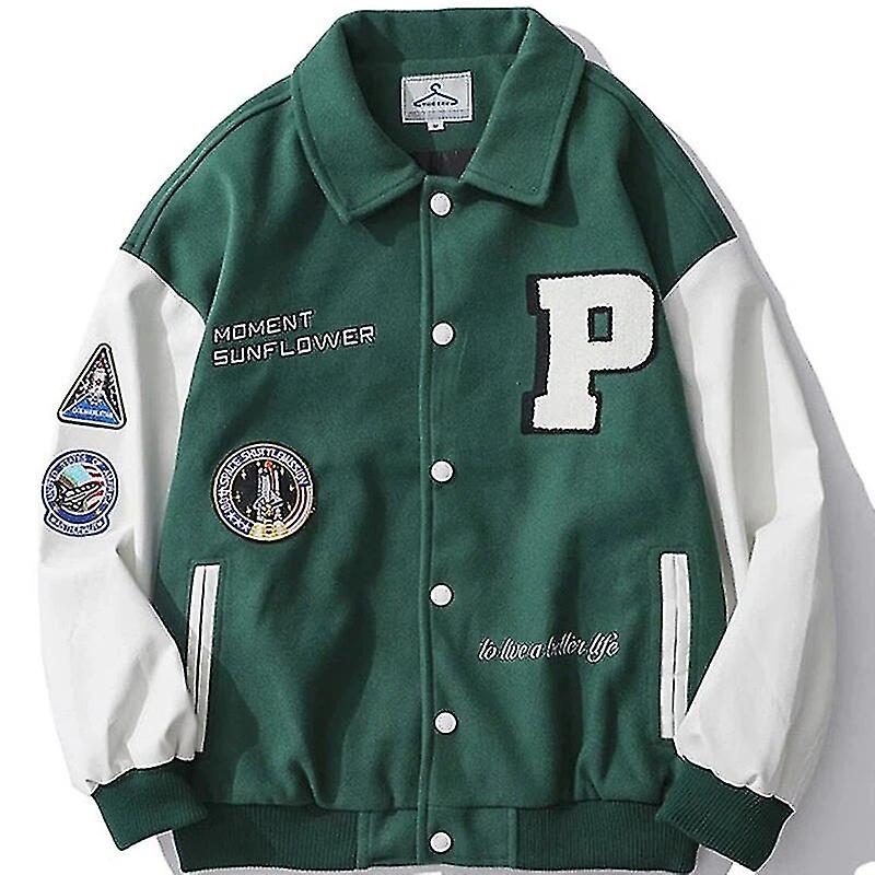 Men Patchwork Varsity Jacket Hip Hop Letter Embroidery American Vintage ...