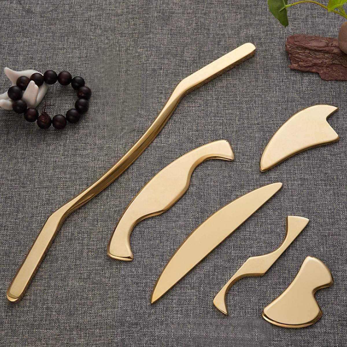 6Pcs/set chinese guasha massage gua sha scraping pure copper massager ...