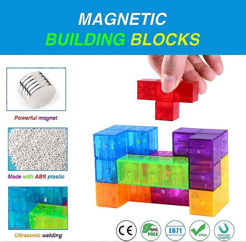 3D Magnetic Building Blocks Magic Magnetic Cubes Set of 7 Multi Shapes ...
