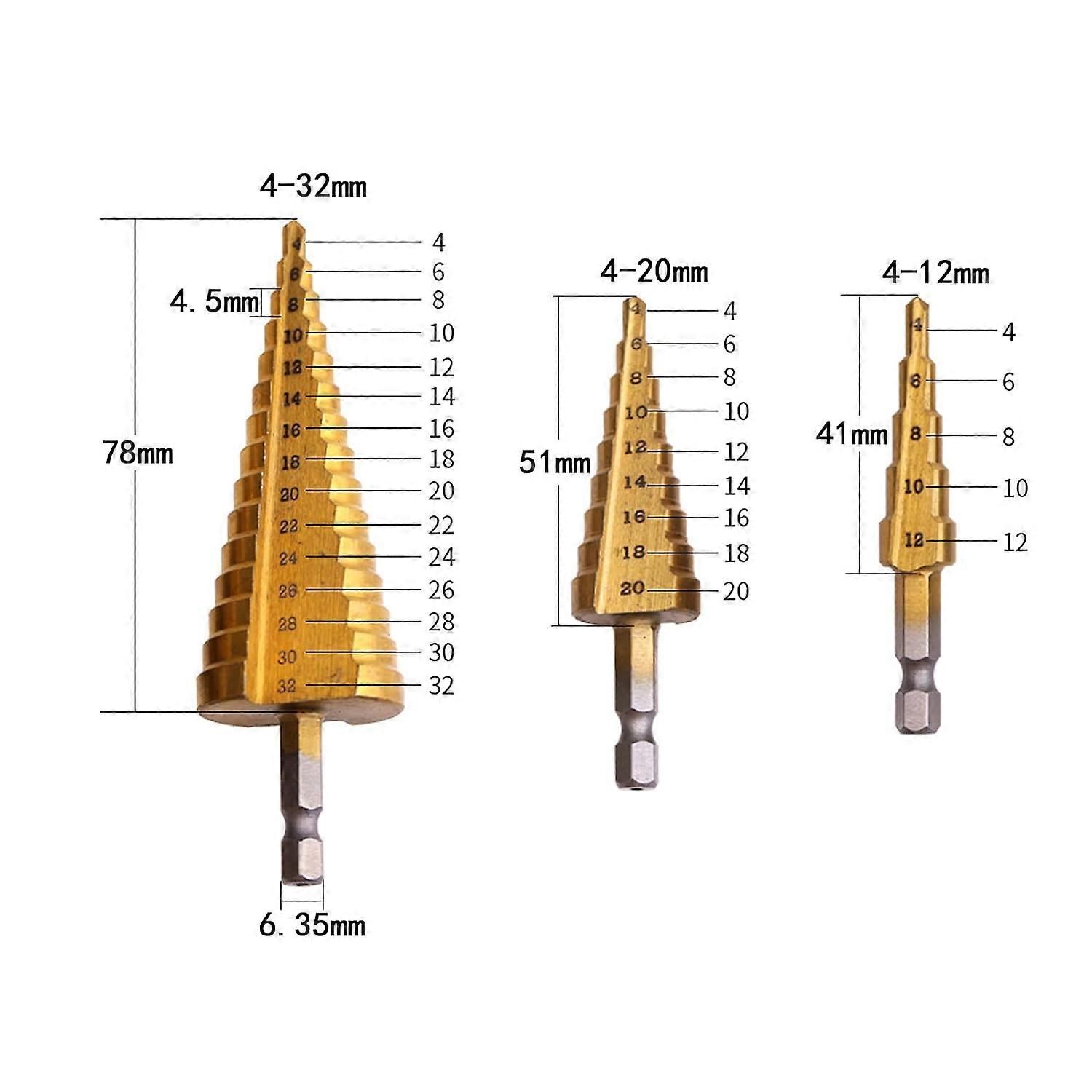 3PCS Countersink Drill Bit, Triangle Conical Titanium Countersink Drill ...