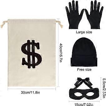 20 Pieces Robber Costume Set, Include Eye Mask Knit Beanie Cap Canvas ...