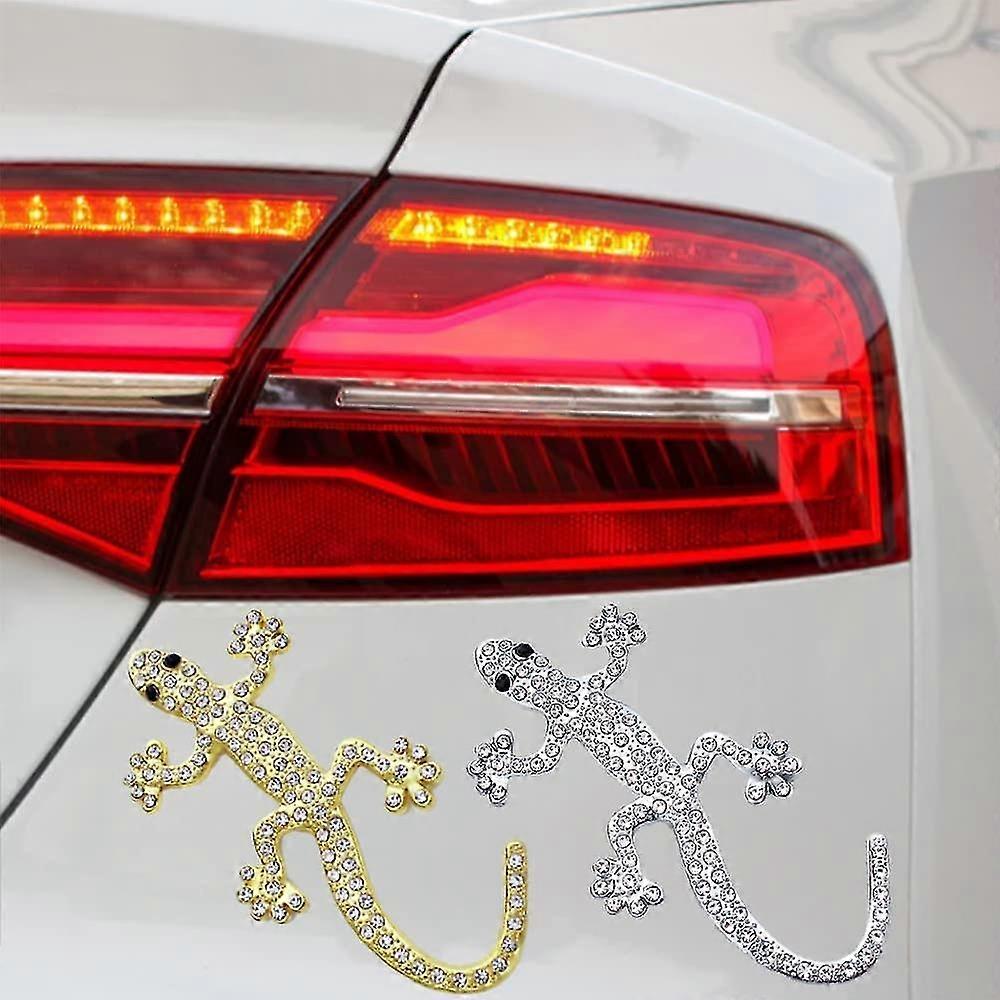 Car Sticker 2 Pieces Metal 3d Stereo Gecko Sticker Self-Adhesive Car ...