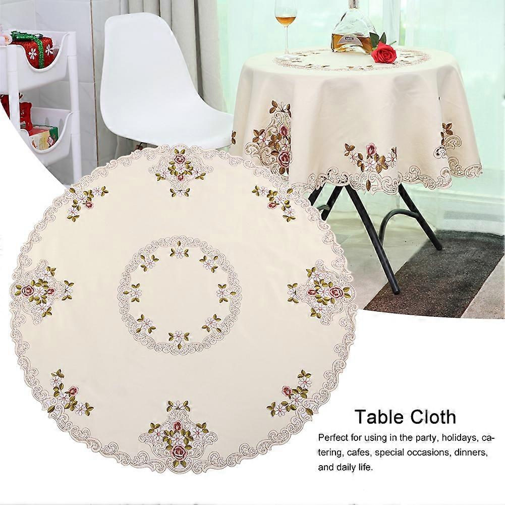 Round Red Floral Embroidered Table Cloths for Meetings Holidays Daily ...