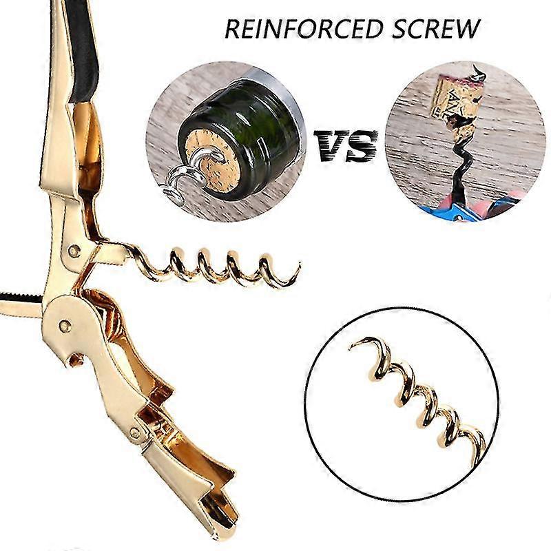 Gold Plated Corkscrew Double Hinge Waiters Wine Key Bottle Opener Party Bottle Opener | Fruugo UK