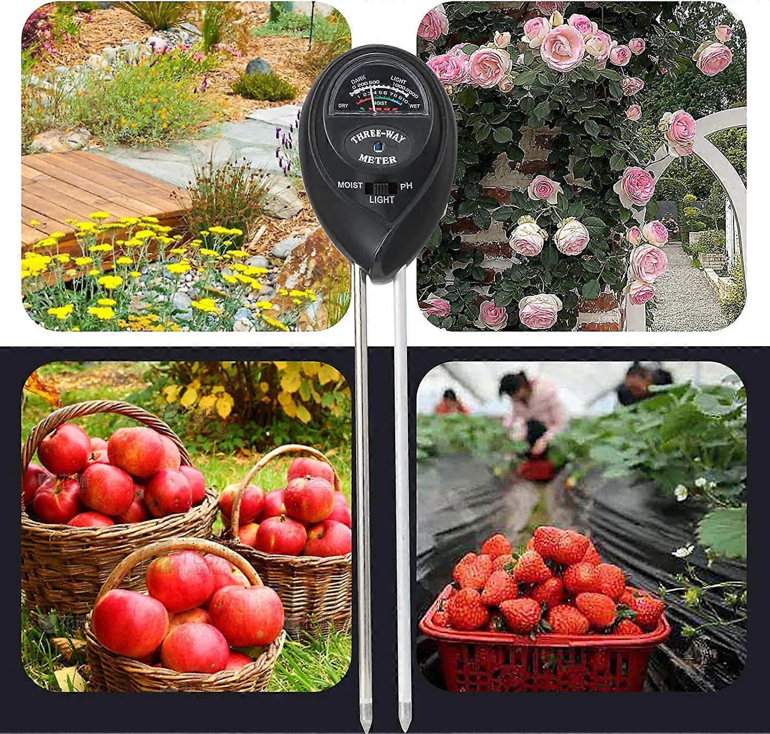 2 Pack Soil Moisture Meter, 3 in 1 Soil Tester Tool, Plant Moisture ...