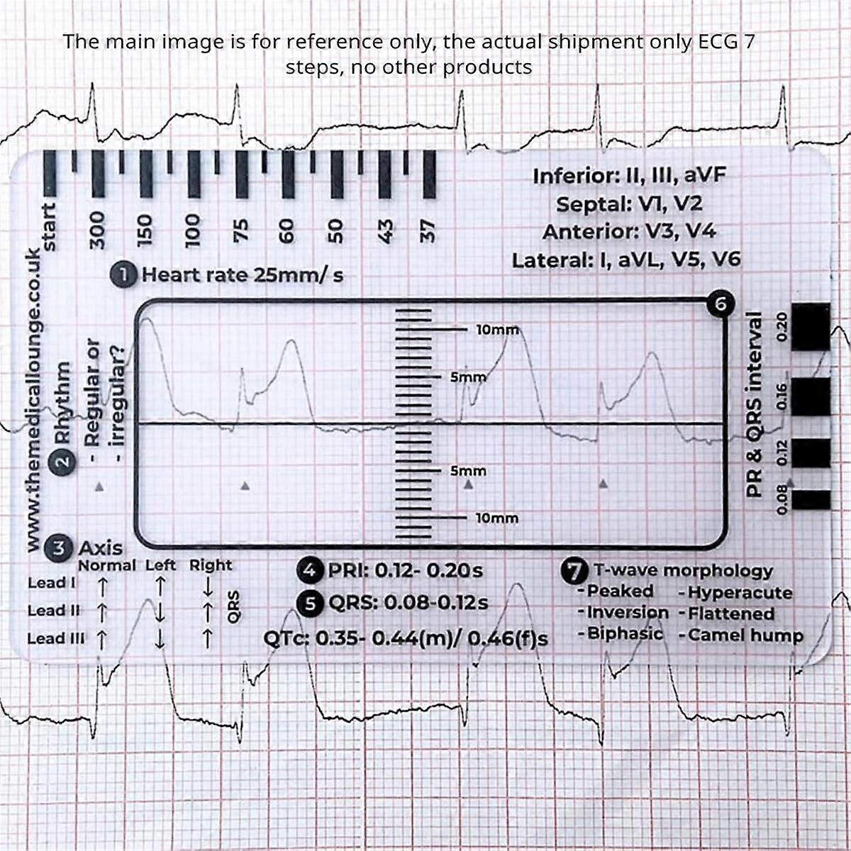 Regla de 7 pasos de ECG, regla de ECG Regla de plástico Herramienta de ...