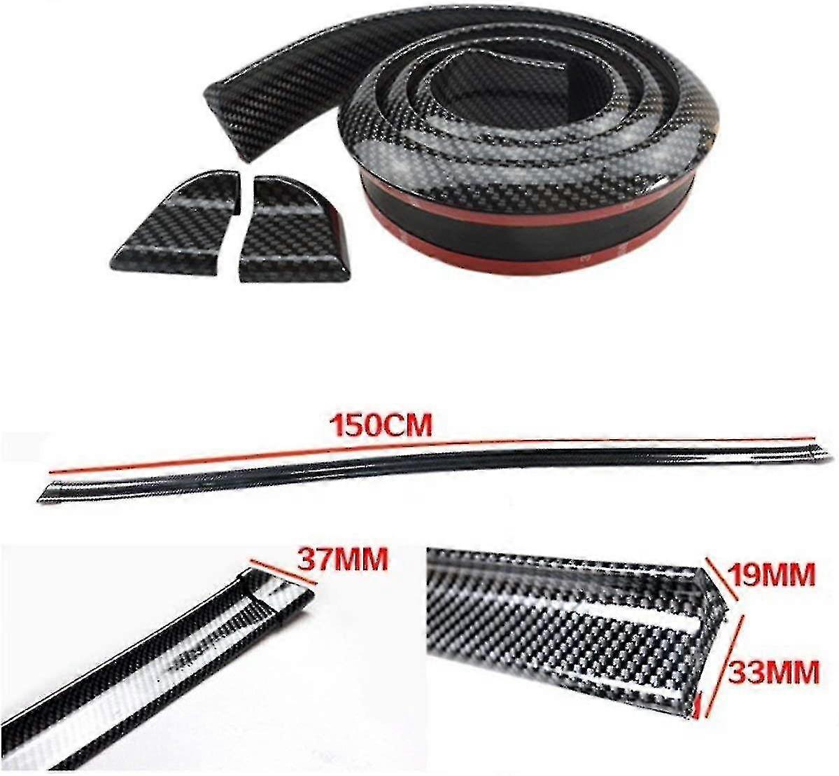 4.9ft (150cm) Universal Black Carbon Fiber Trunk Spoiler Lip Kit Car ...