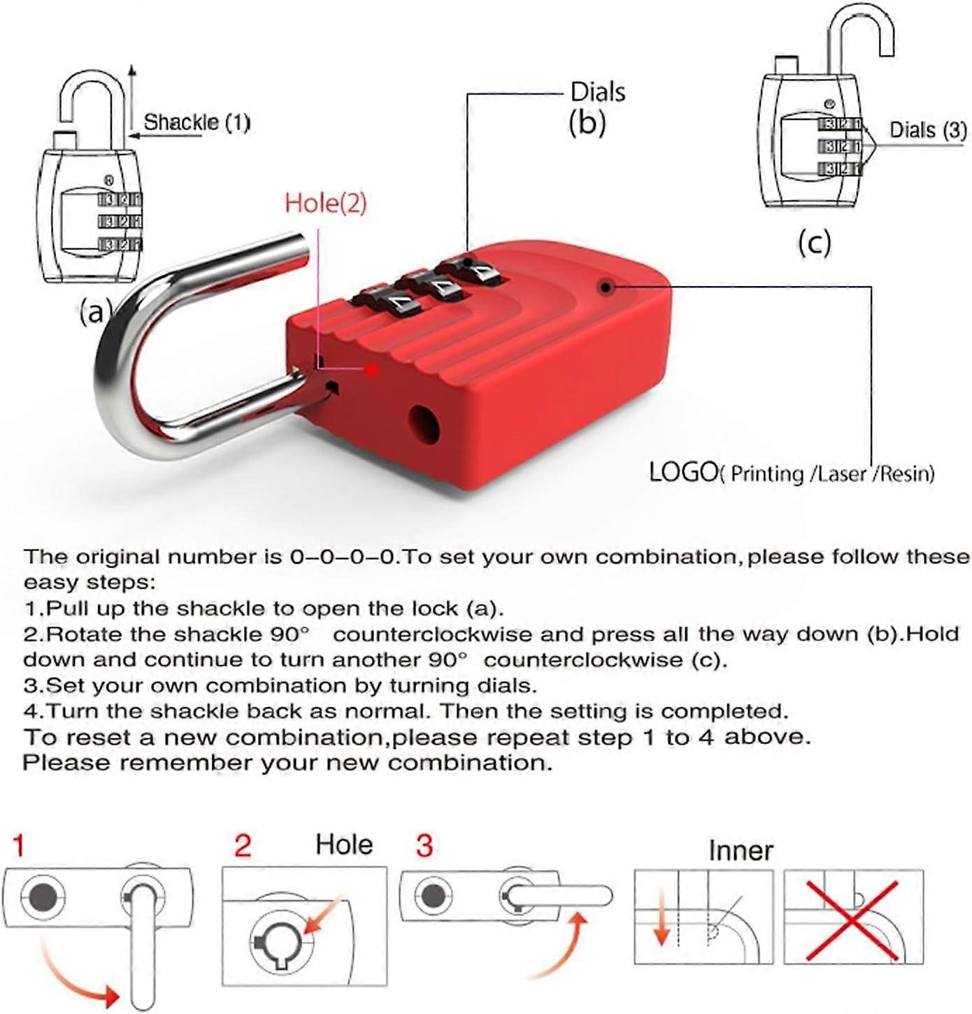 Locks with Code | 90 Degree Rotation Suitcase Locks 3-Digit Combination ...