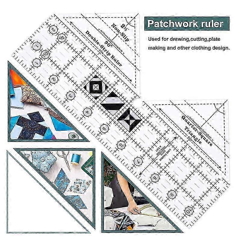 Double Strip Quilt Ruler, 10 Inch Acrylic Quilting Triangle Rulers, Non ...