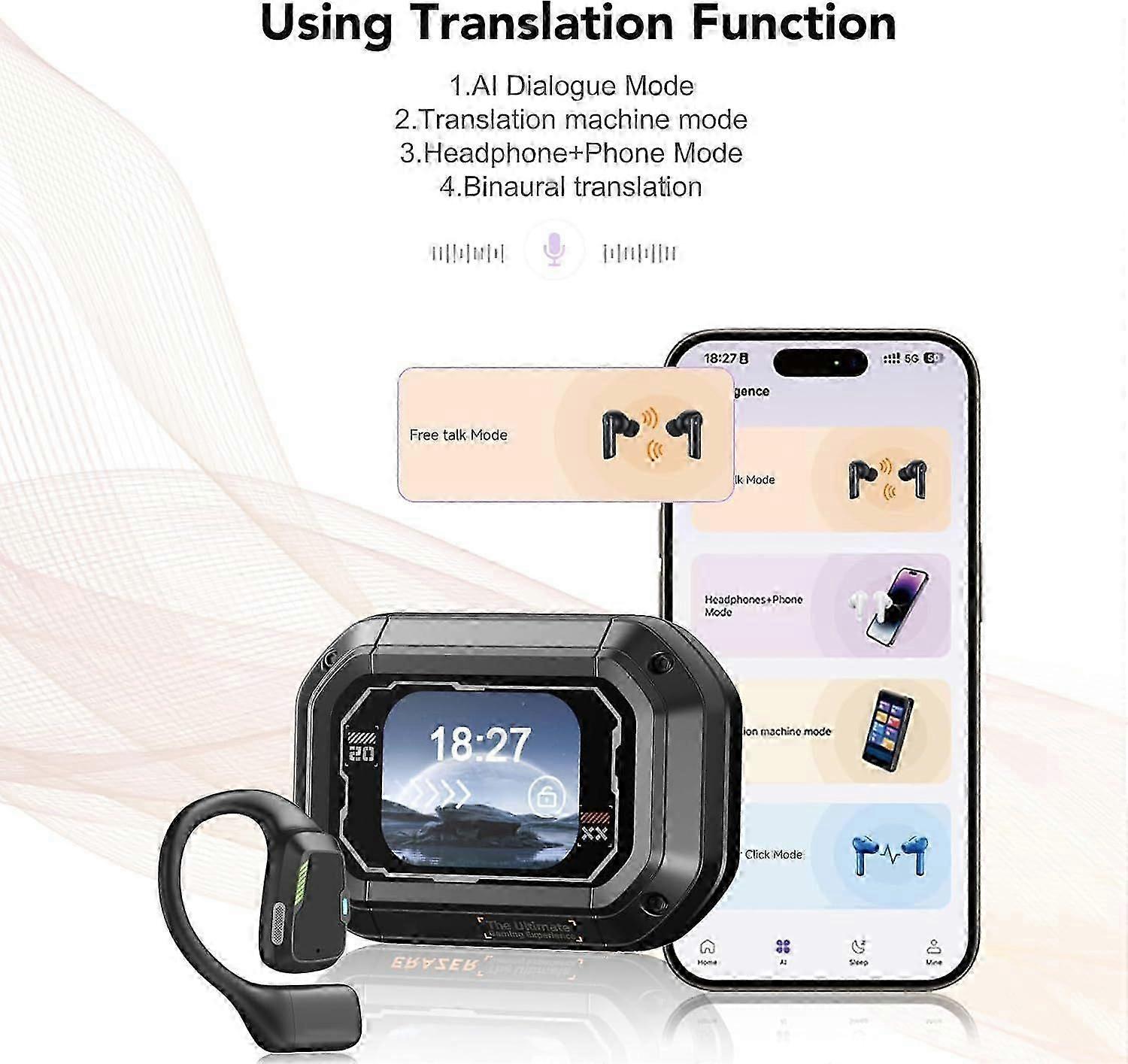 2025 Latest Model ERAZER XP6 Translation Earbuds Real Time AI Language ...