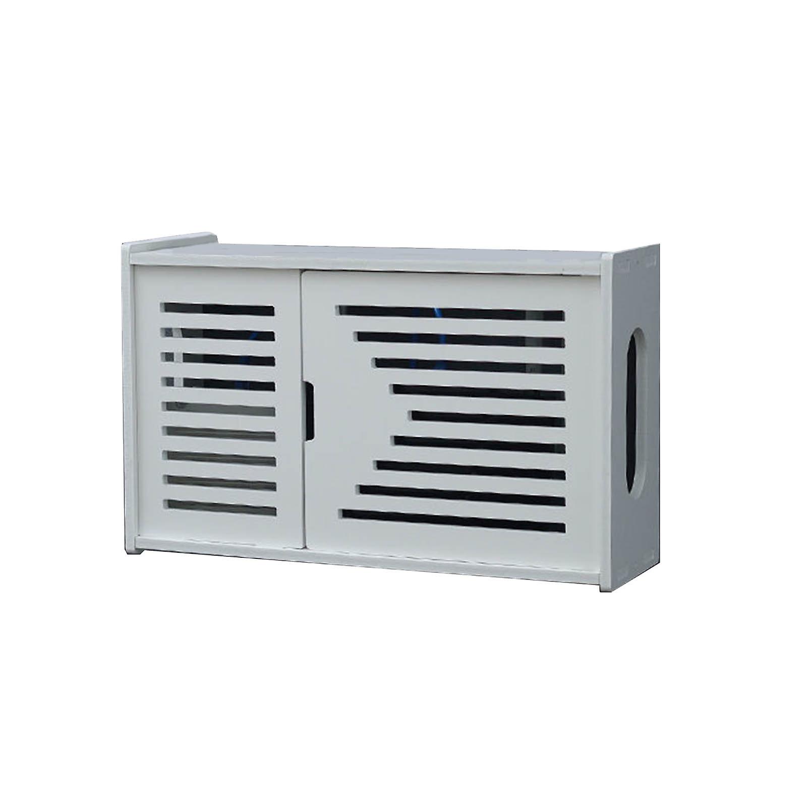 Wifi Router Storage Box Wall Hanging Shelf Wooden Bracket Free Punching ...